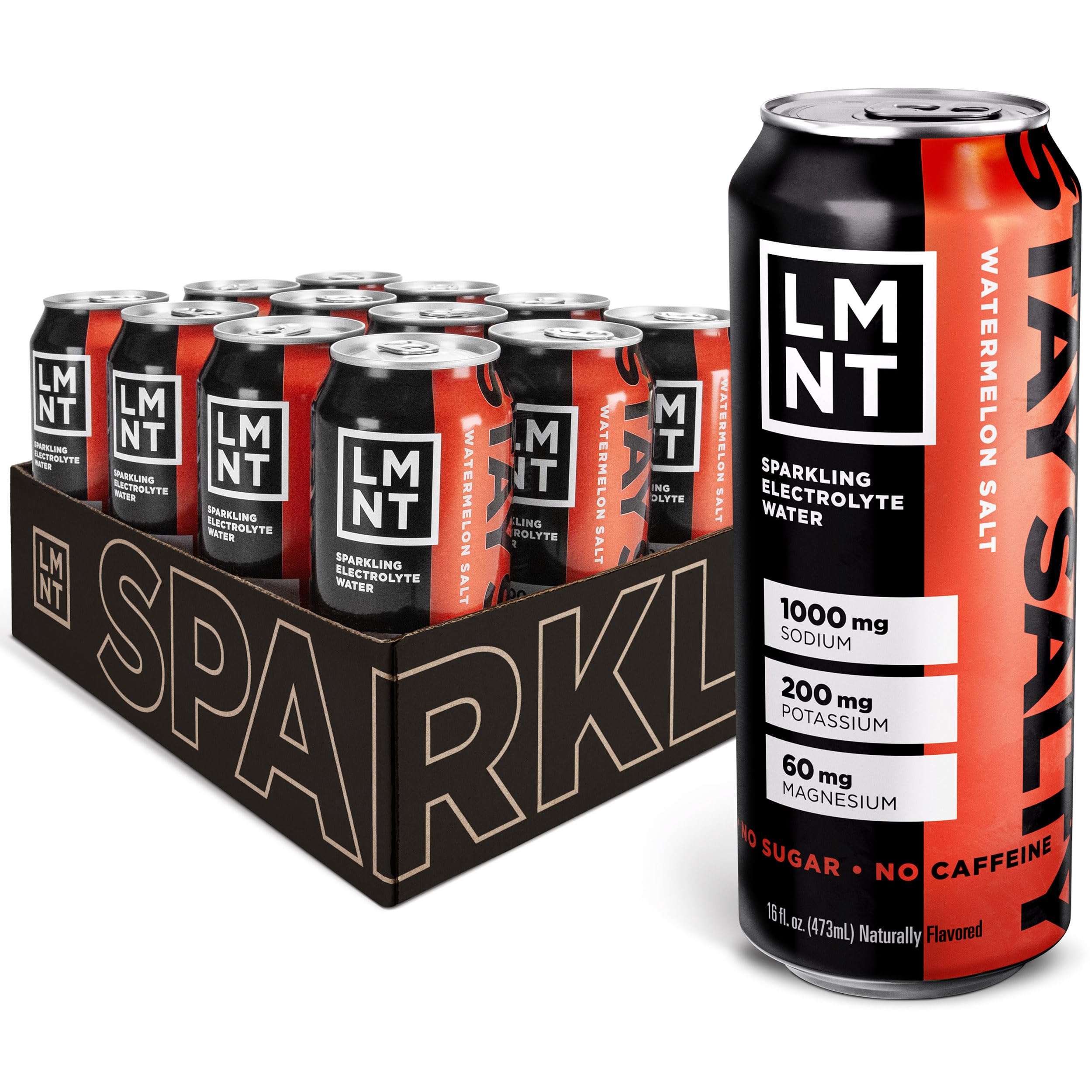 LMNT Sparkling Electrolyte Drink - Watermelon Salt | 12-Count ...