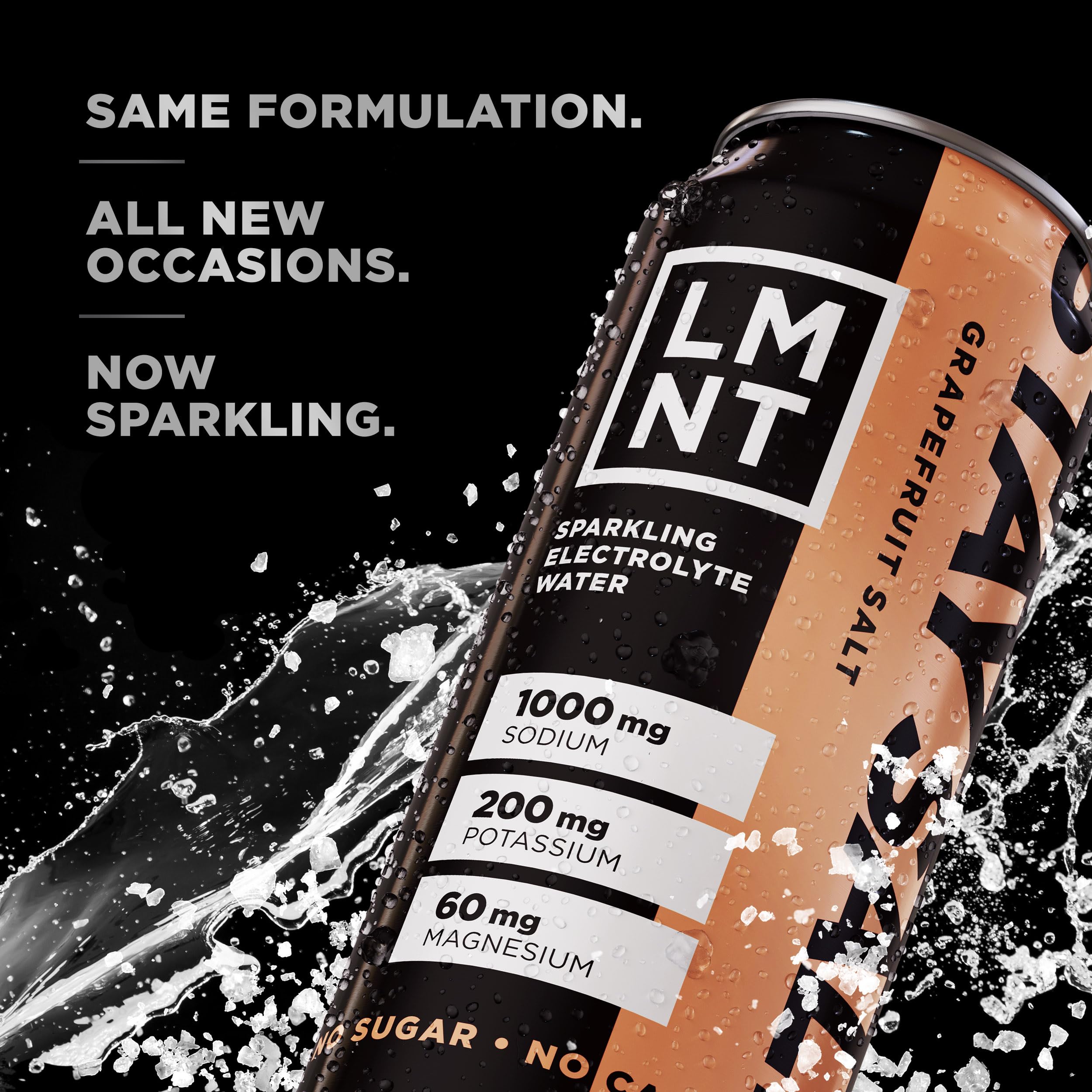 LMNT Sparkling Electrolyte Drink - Grapefruit Salt | 12-Count ...