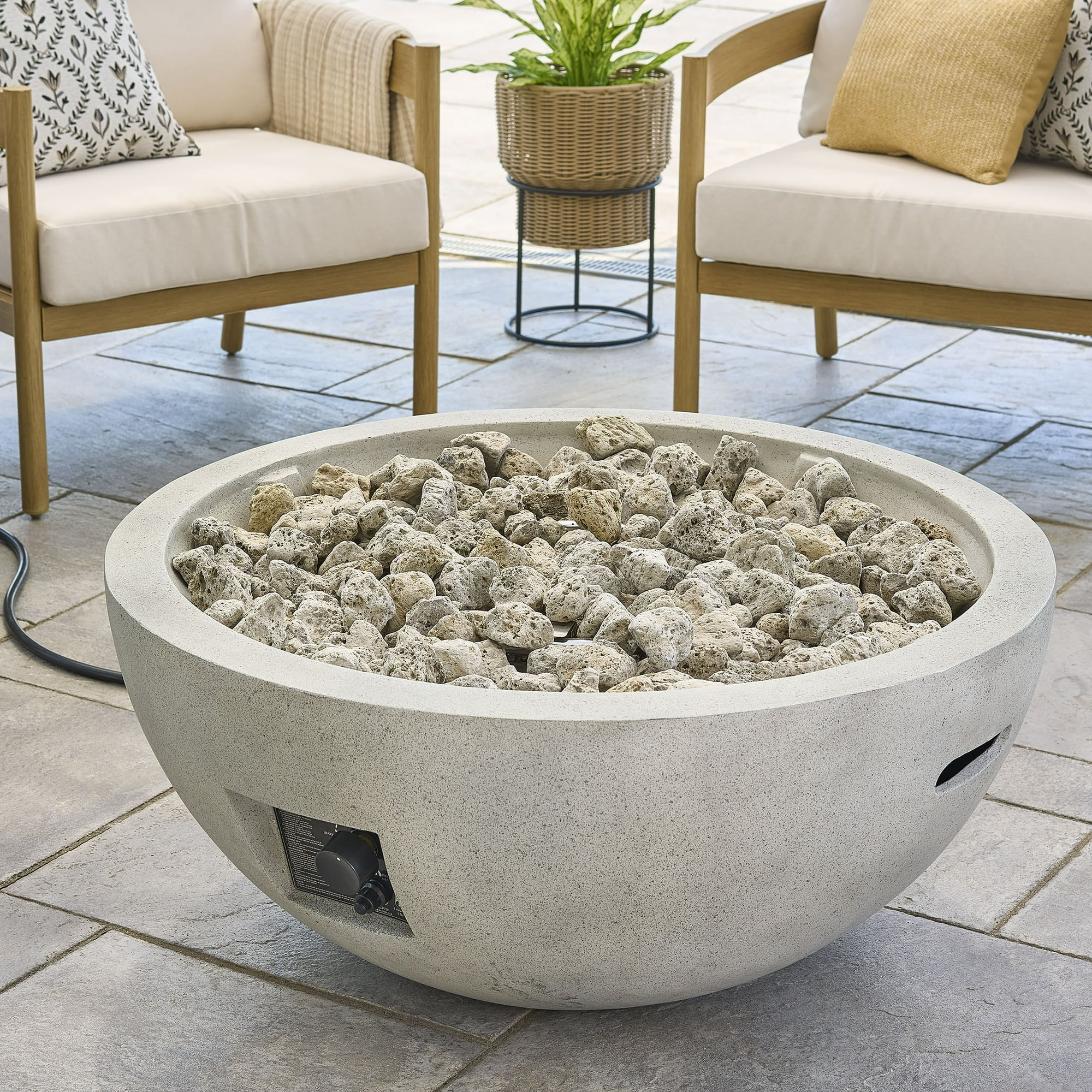 Better Homes & Gardens 36" Round 65,000 BTU Propane Faux Concrete ...