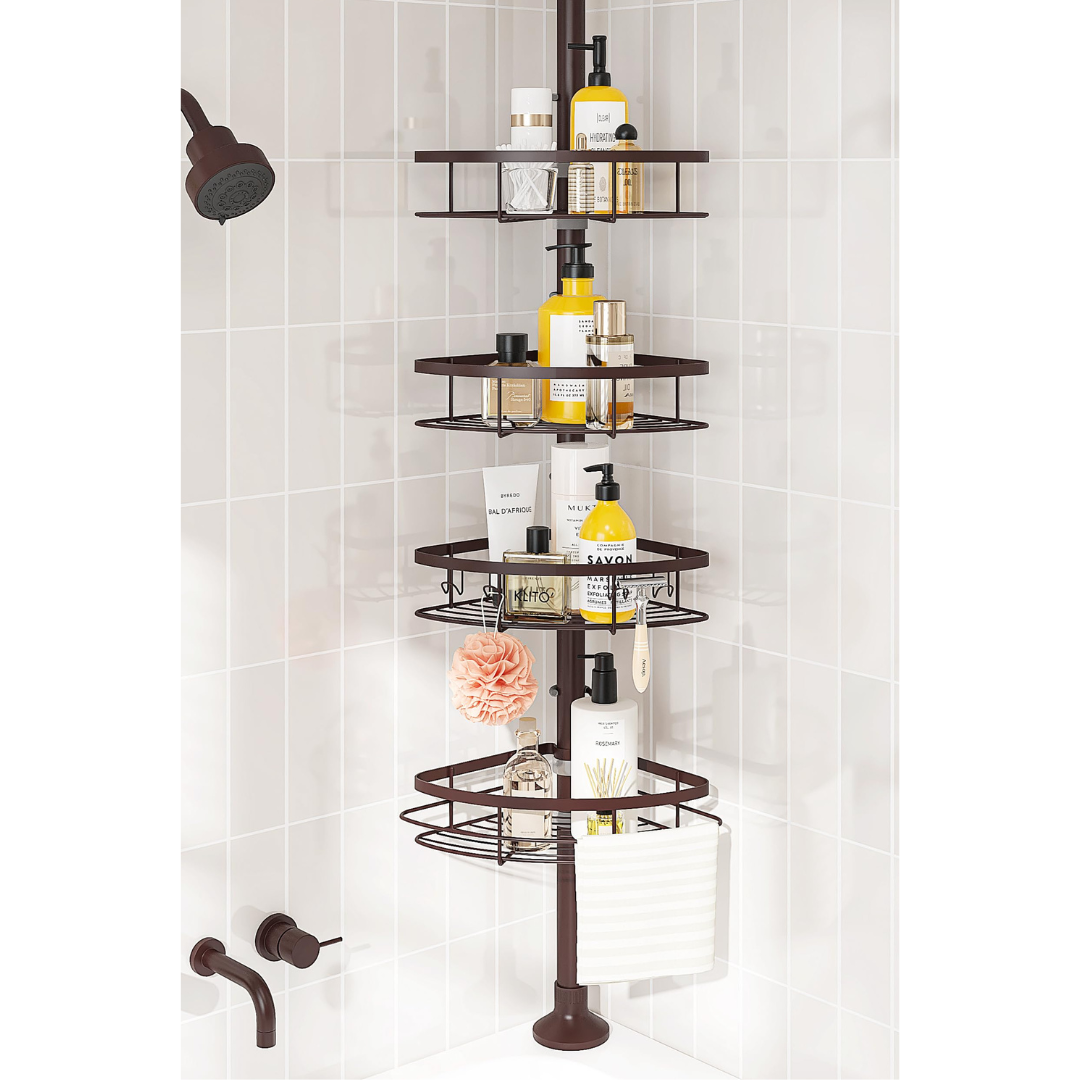 SEIRIONE Rustproof Shower Corner Caddy Organizer for Bathroom,Tension ...