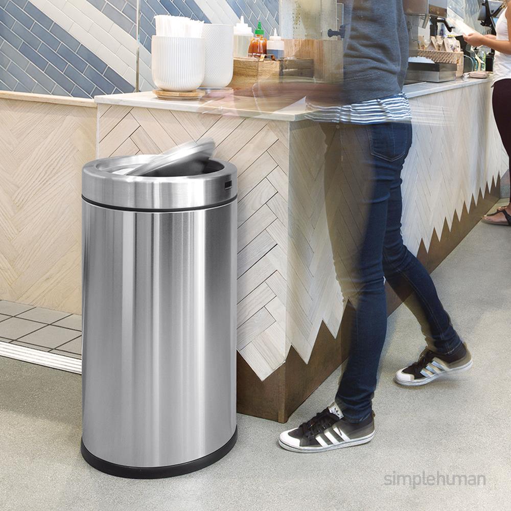 Simplehuman Swing Top Can, 55-Liter Brushed Steel Commercial Indoor ...