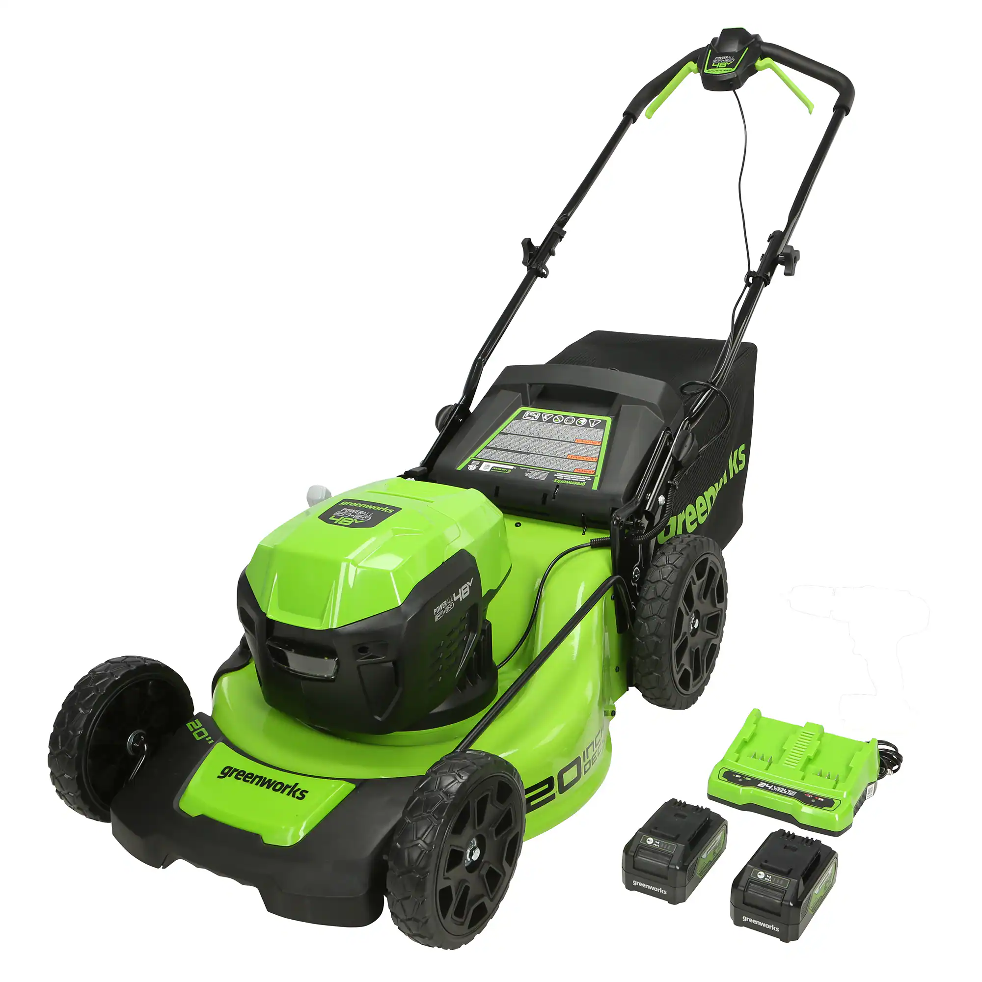 Greenworks 48-volt , ( 2 ) 4 Ah 20-in Push Battery Walk Mower, Bagger ...
