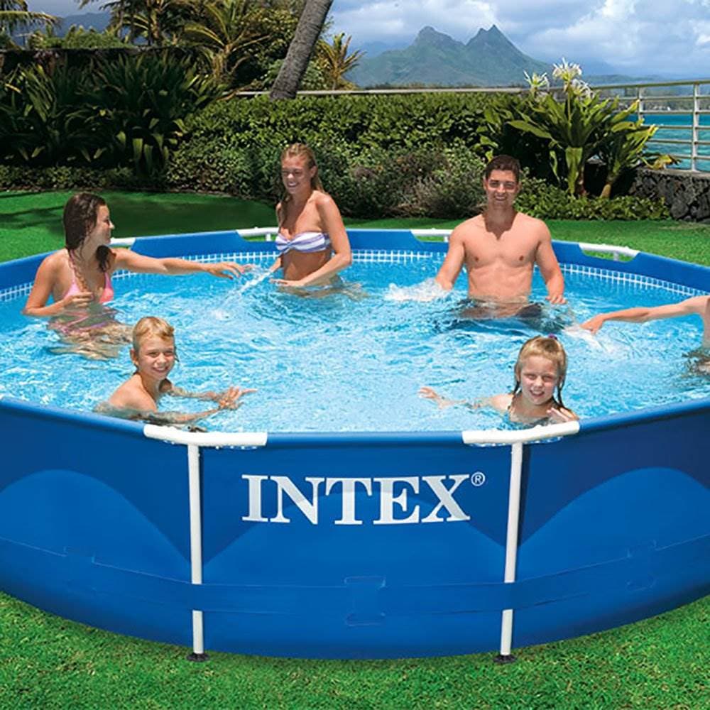 Intex 12-Feet x 12-Feet x 30-Inches Metal frame Round Above-Ground Pool ...