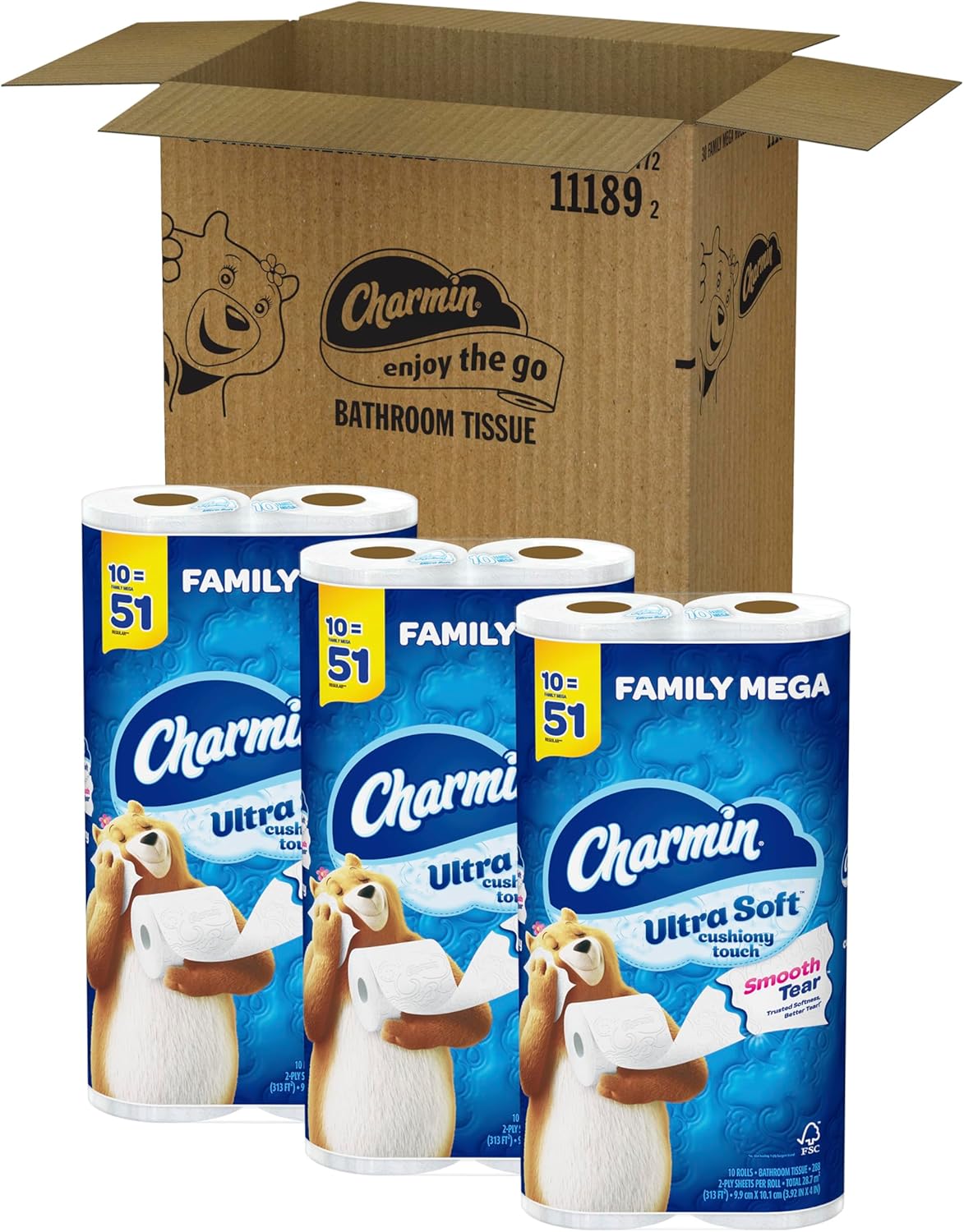 Charmin Ultra Soft Cushiony Touch Toilet Paper, 30 Family Mega Rolls ...