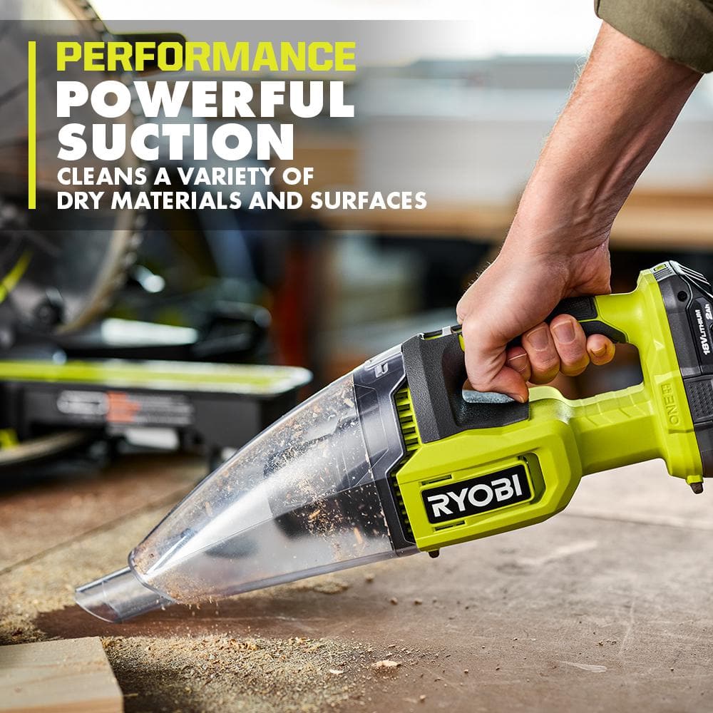 RYOBI ONE+ 18V Cordless Multi-Surface Handheld Vacuum Kit with 2.0 Ah ...
