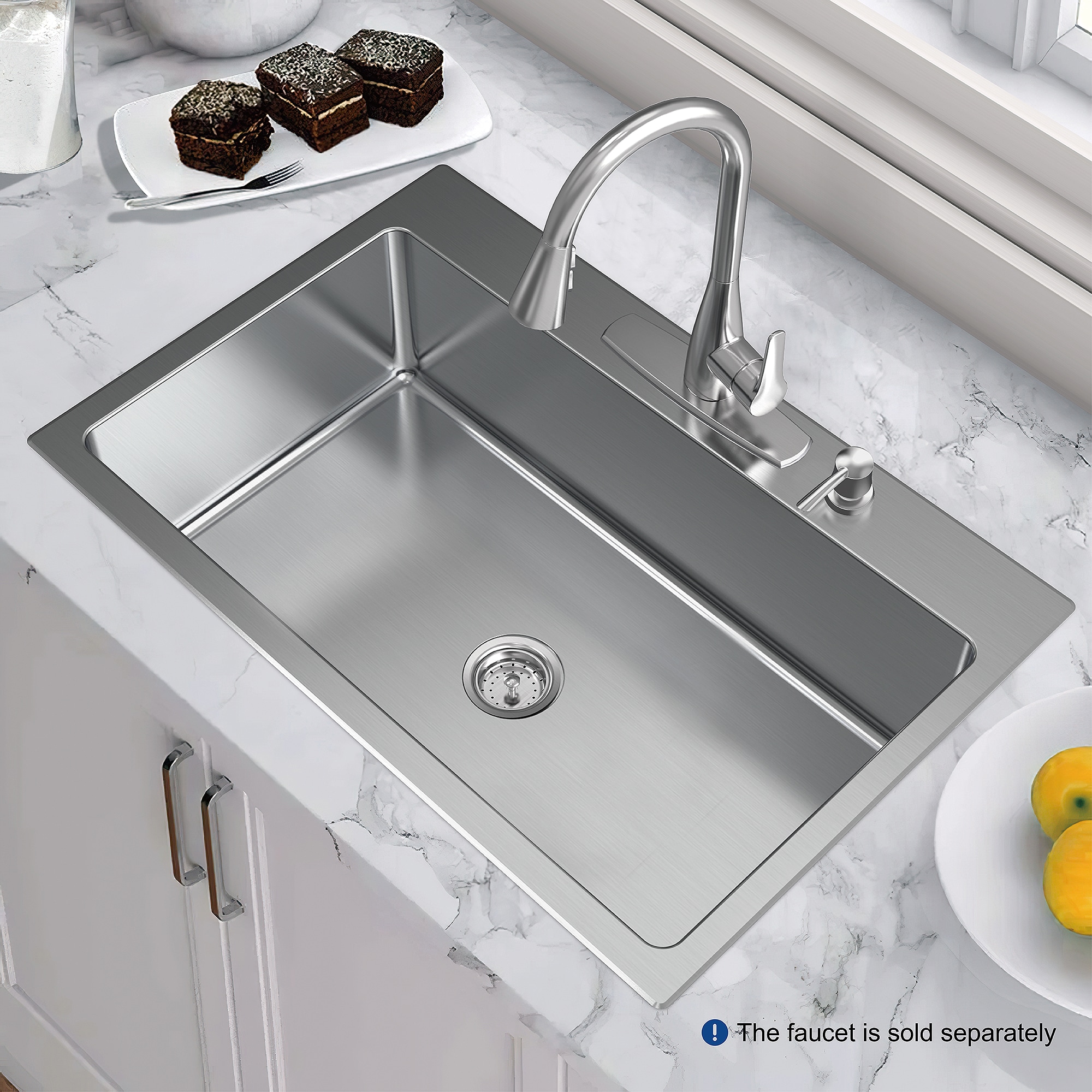 allen + roth Theo Dual-mount 33-Inches x 22-Inches Stainless steel ...