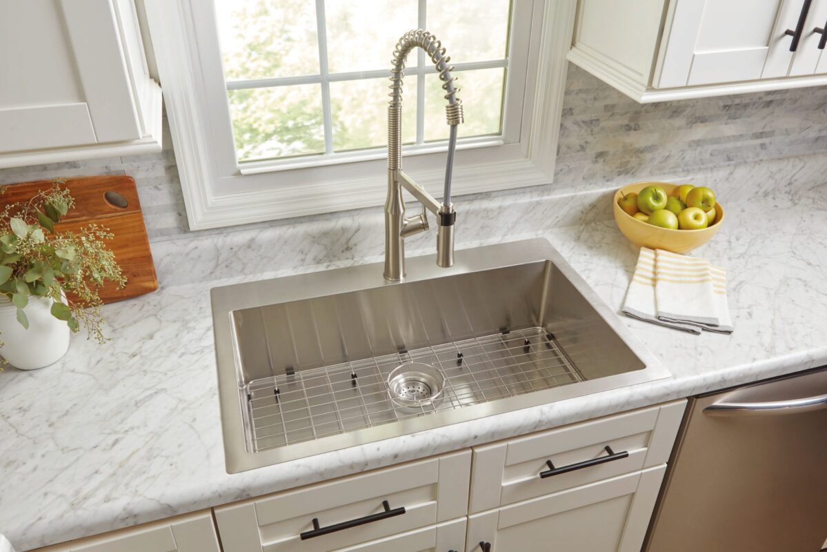 allen + roth Alden Dual-mount 33-in x 22-in Stainless steel Single bowl ...