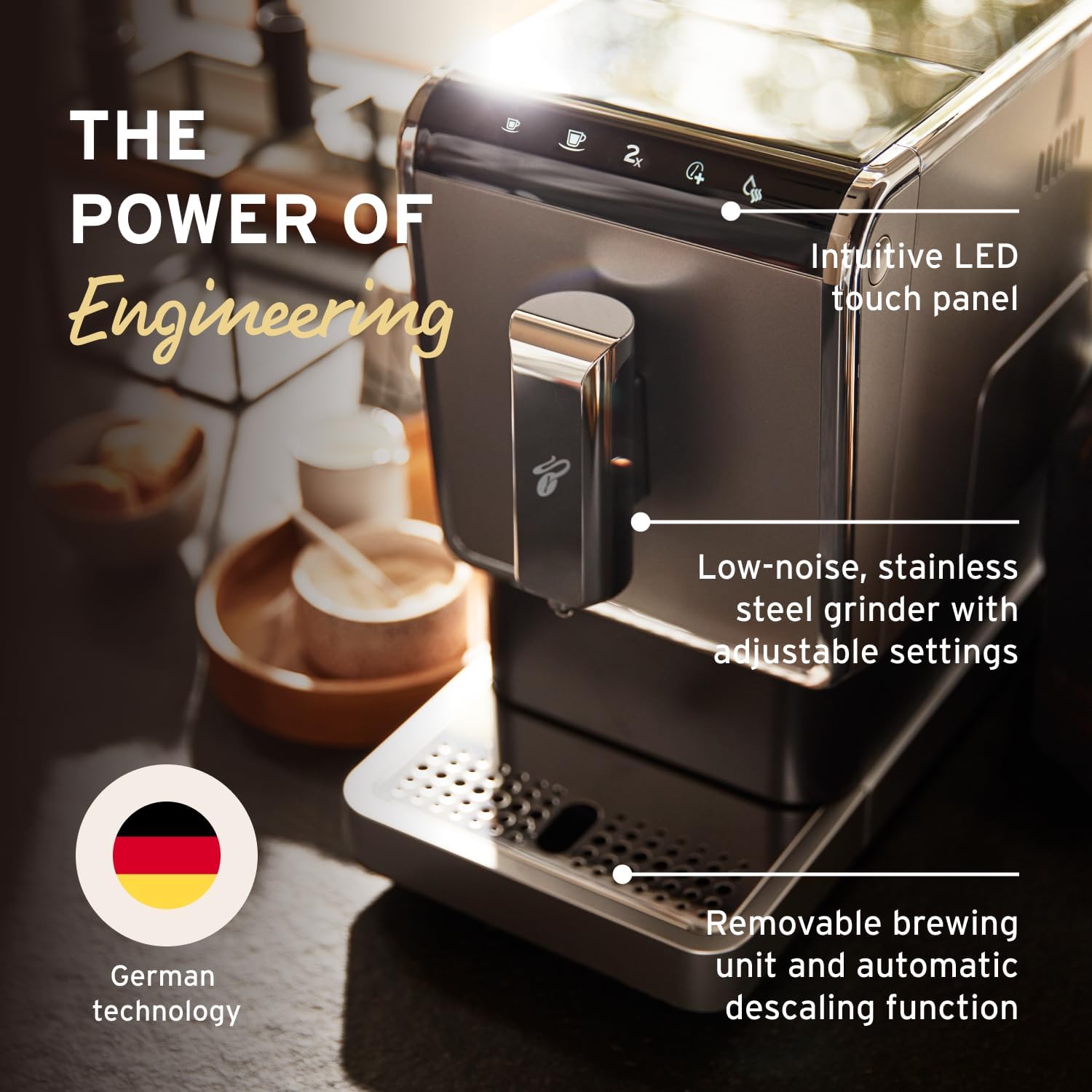 Tchibo Automatic Espresso & Coffee Machine with Built-in Grinder, No ...