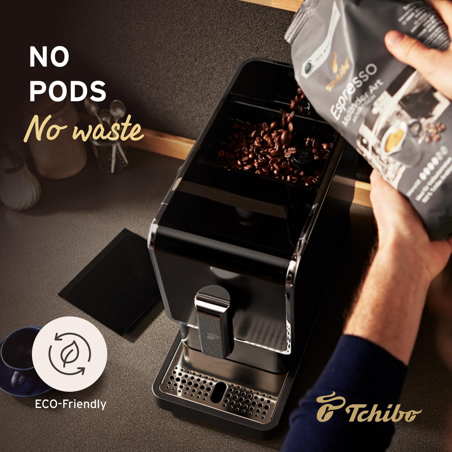 Tchibo Automatic Espresso & Coffee Machine with Built-in Grinder, No ...