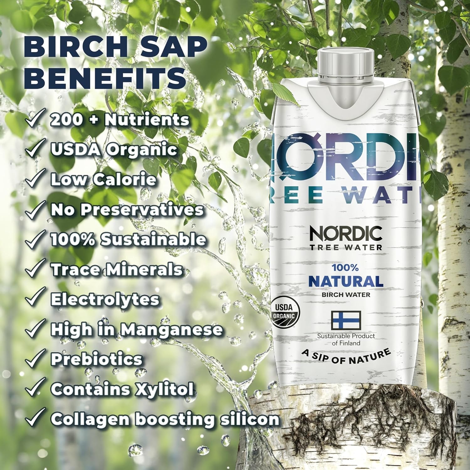 Nordic Tree Water 100% USDA Organic Birch Tree Sap – Electrolytes ...