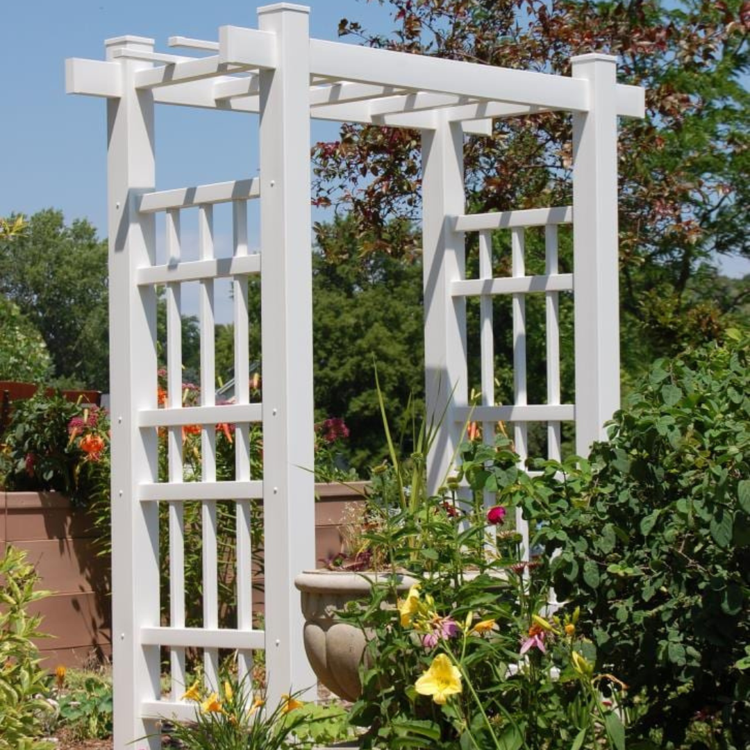 DuraTrel 6.0-ft W x 7.1-ft H Flat White PVC Garden Arbor - MartDiscover.com