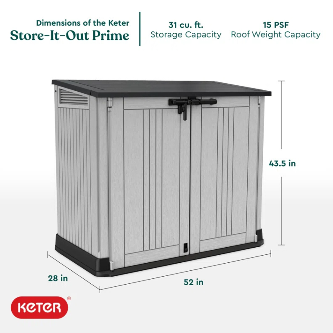 Keter Store It Out Prime Durable Resin Outdoor Storage Shed With Floor ...