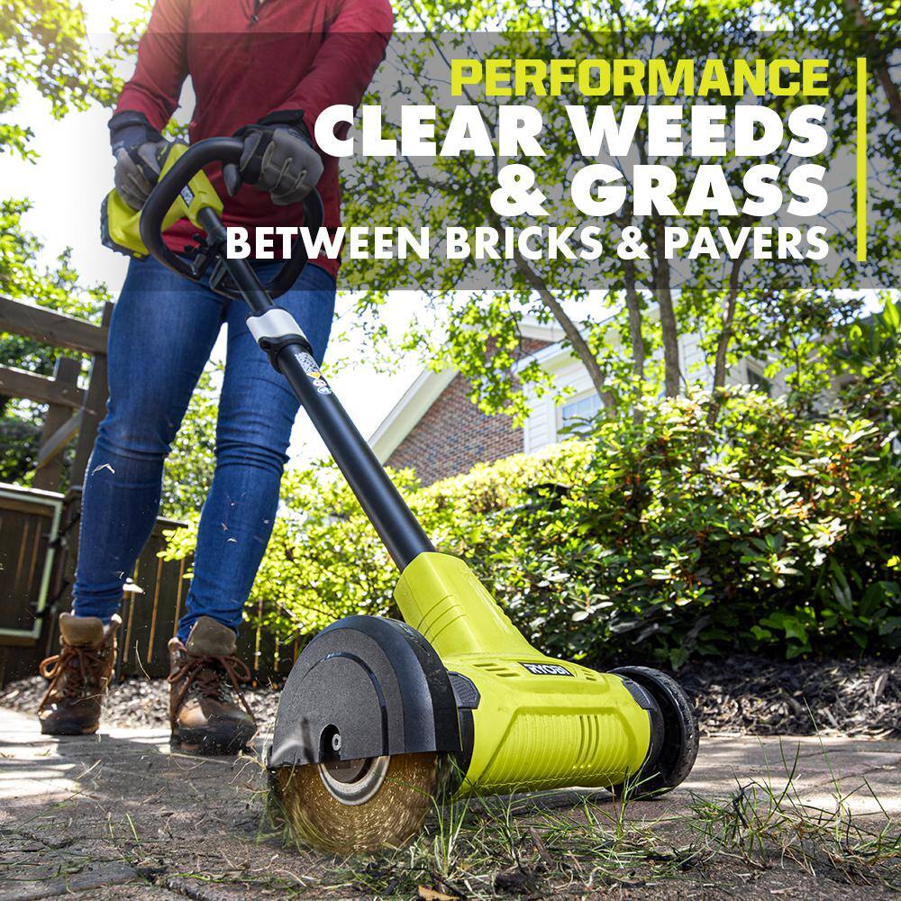 RYOBI ONE+ 18V Patio Cleaner with Wire Brush Edger with 2.0 Ah Battery ...