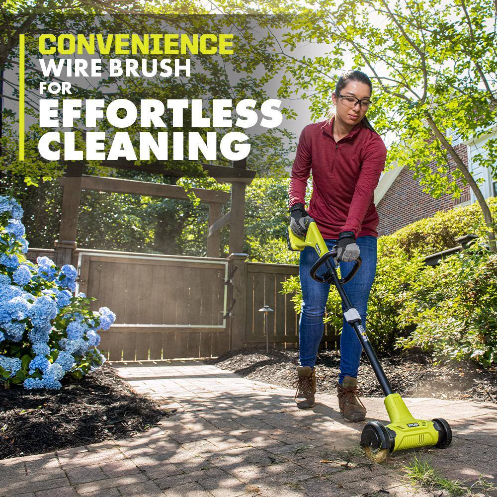 RYOBI ONE+ 18V Patio Cleaner with Wire Brush Edger (Tool Only) P2905BTL ...