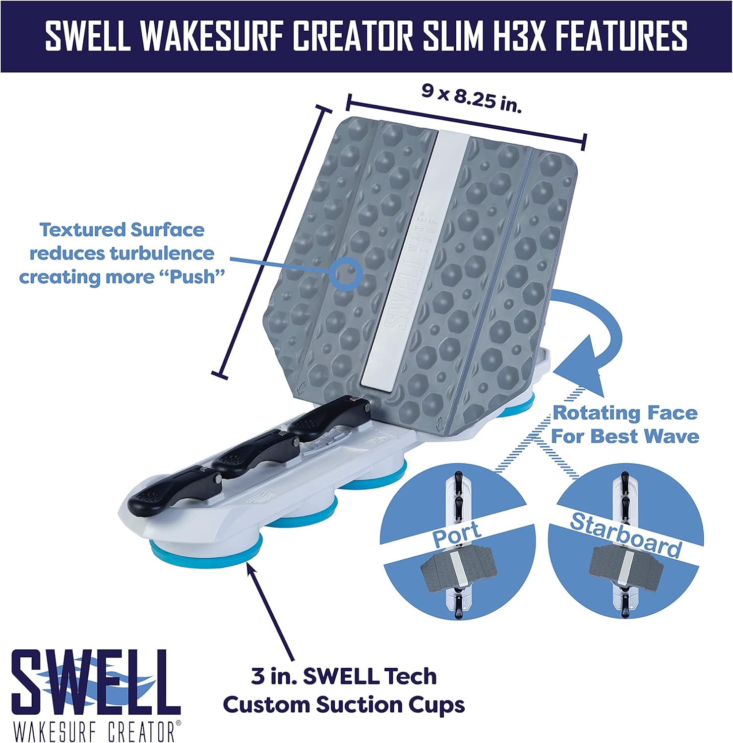SWELL Wakesurf Creator Slim H3X - Original Slim Wake Shaper - Rotating ...