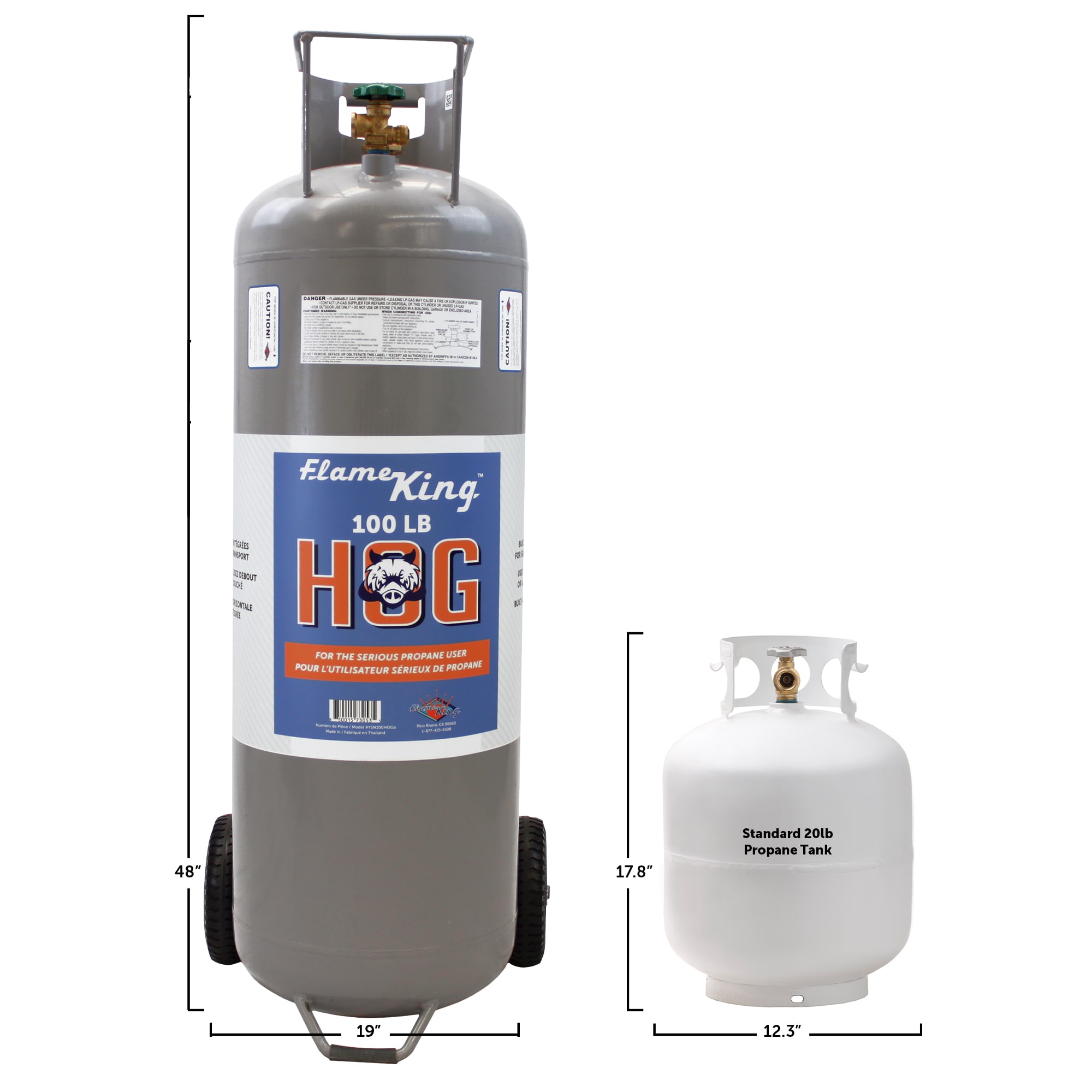 Flame King 100LB Horizontal/Vertical LP Cylinder w/ POL Valve Steel ...