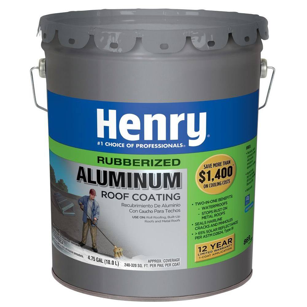 Henry 869 Rubberized Aluminum Reflective Roof Coating 4.75 gal ...