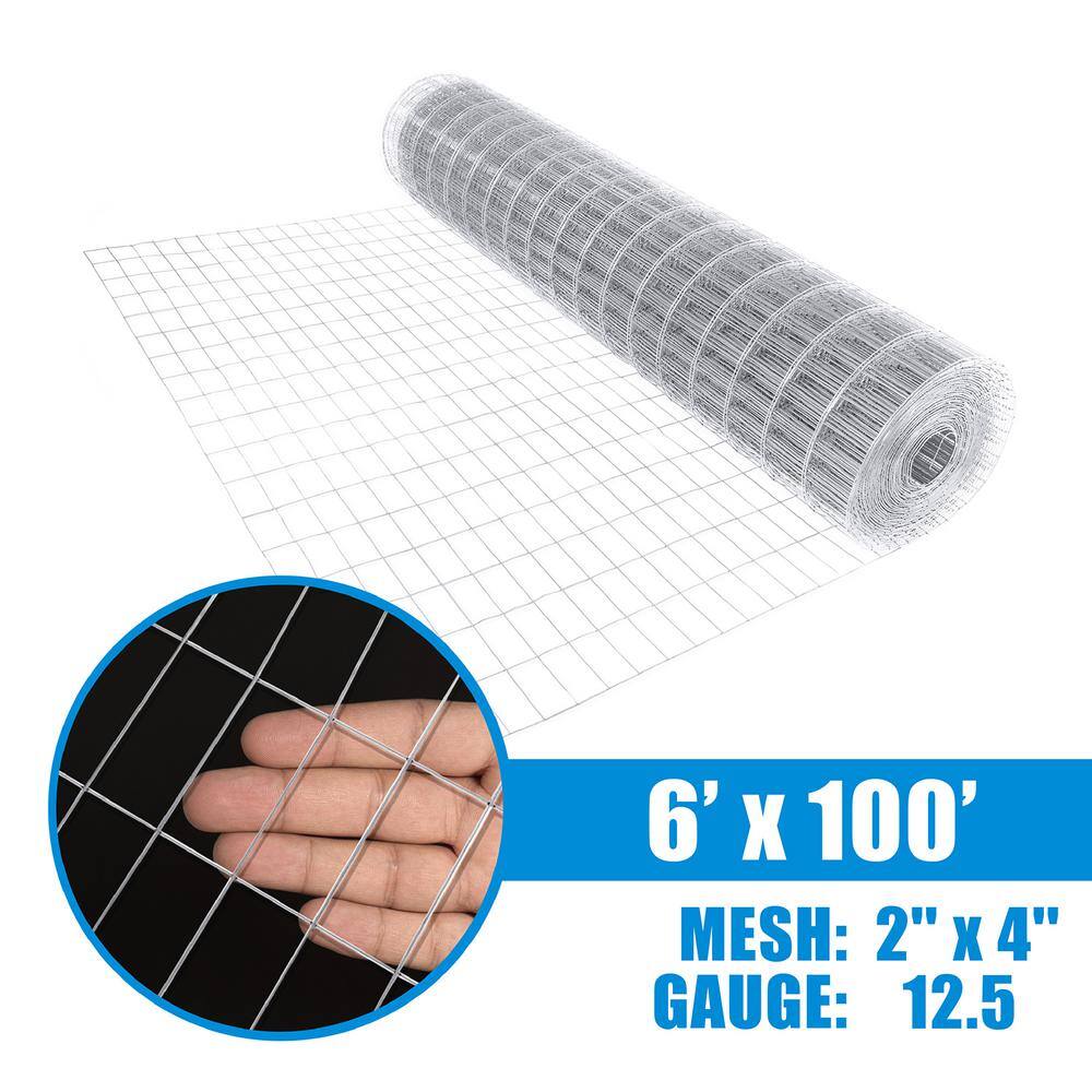Fencer Wire 6 ft. x 100 ft. 12.5-Gauge Welded Wire Fence with Mesh 2 in ...