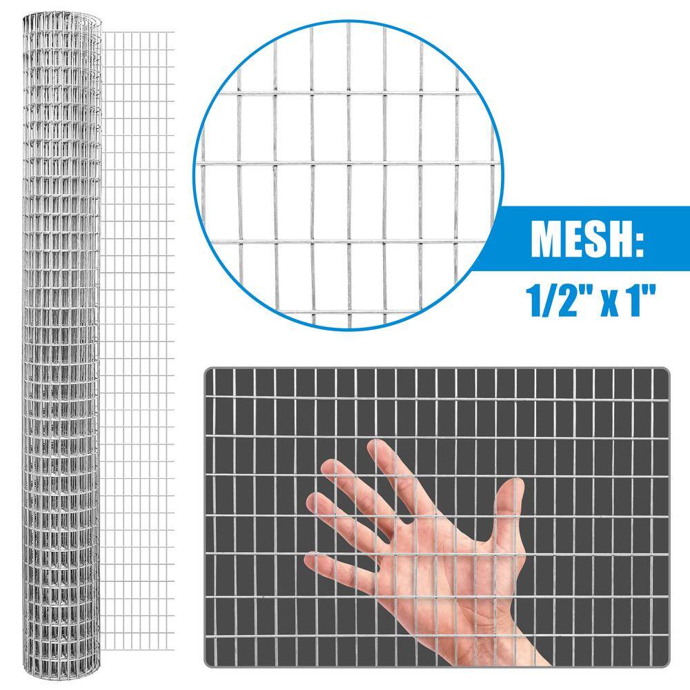 Fencer Wire 4 ft. x 100 ft. 16-Gauge Welded Wire Fence, Mesh Size 1/2 ...