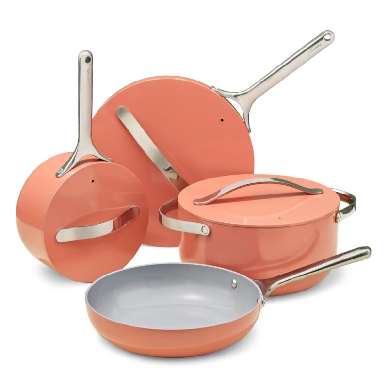 Caraway Nonstick Ceramic Cookware Set (12 Piece) Pots, Pans, Lids and ...