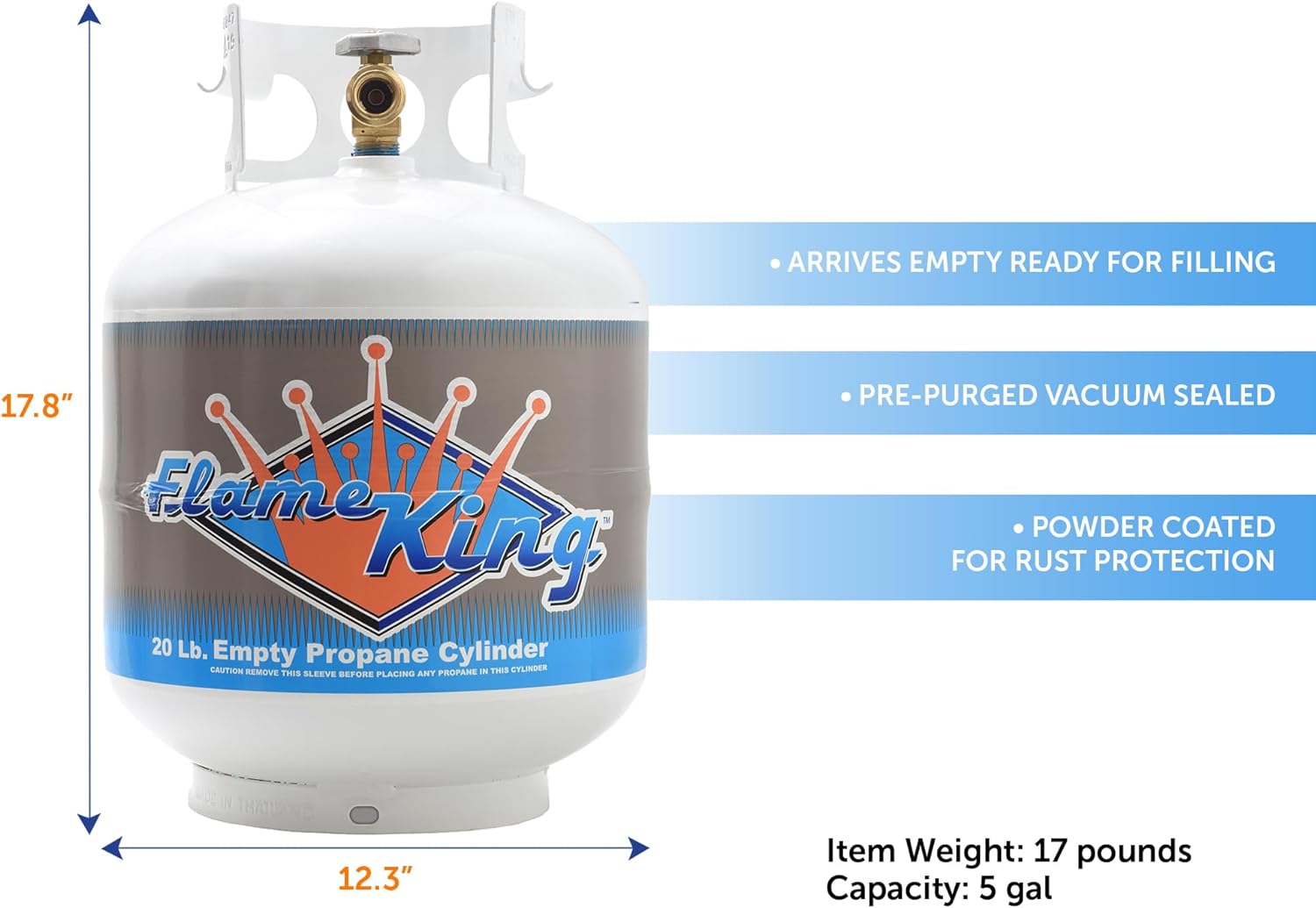 Flame King YSN201b 20 Pound Steel Propane Tank Cylinder with Type 1 ...