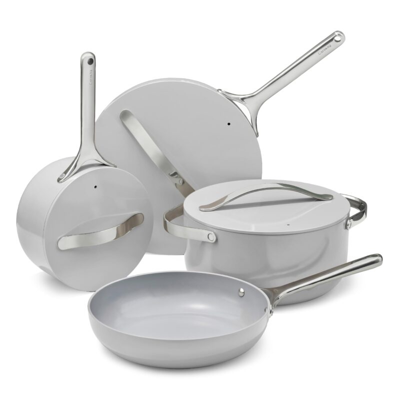 Caraway Nonstick Ceramic Cookware Set (12 Piece) Pots, Pans, Lids and ...