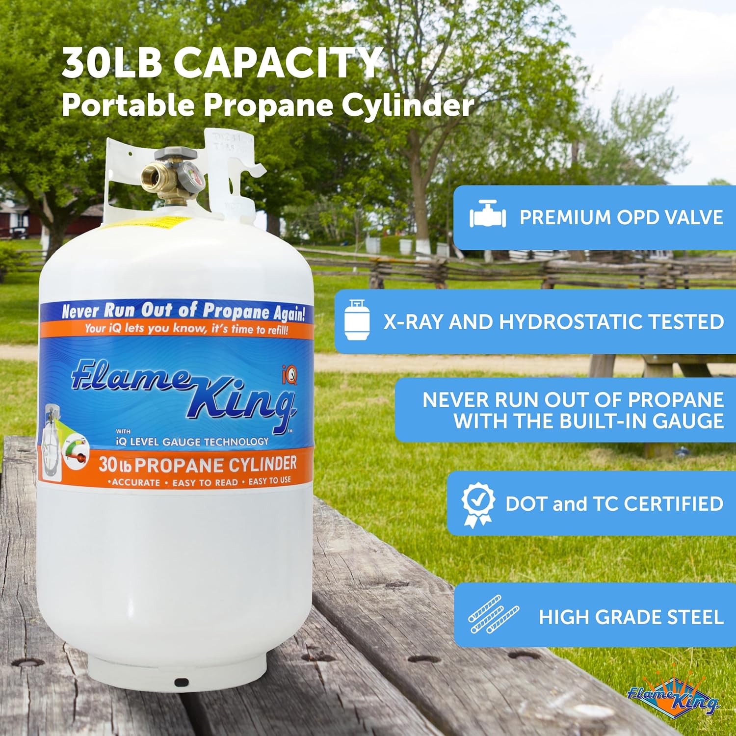 Flame King YSN330 30lb Steel Propane Tank Cylinder with Gauge and OPD ...