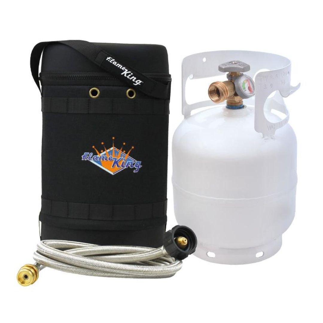 Flame King Propane Gas Hauler Kit 5lb Gauge Propane Tank, Adapter Hose ...