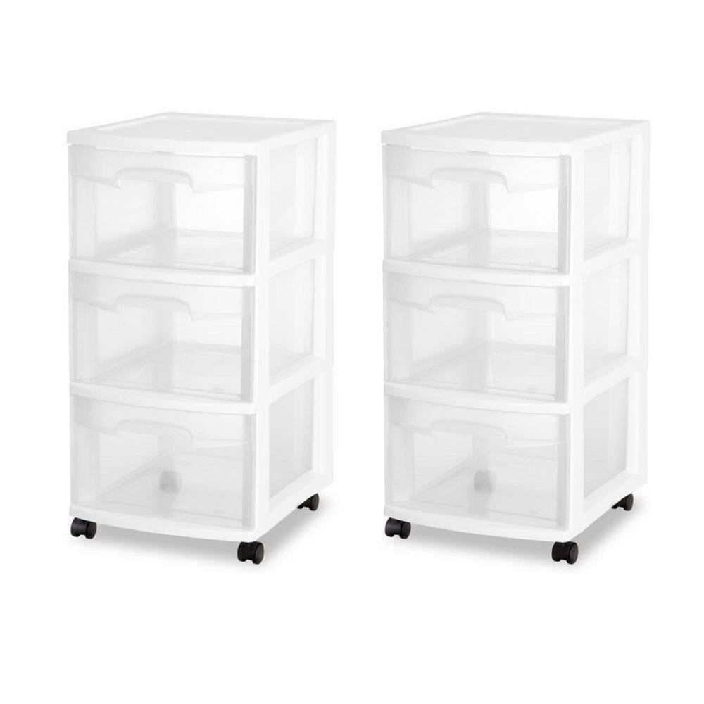 Sterilite Ultra 3 Drawer Plastic Rolling Storage Container (2-Pack ...