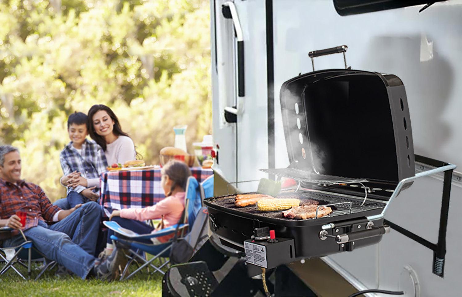 Flame King RV Trailer Mounted Grill BBQ with Carry Bag - MartDiscover.com