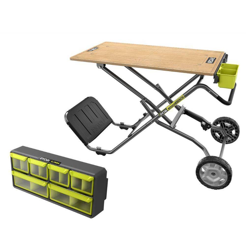 RYOBI Speed Bench 23 in. W x 20 in. D Mobile Workstation with LINK 12 ...