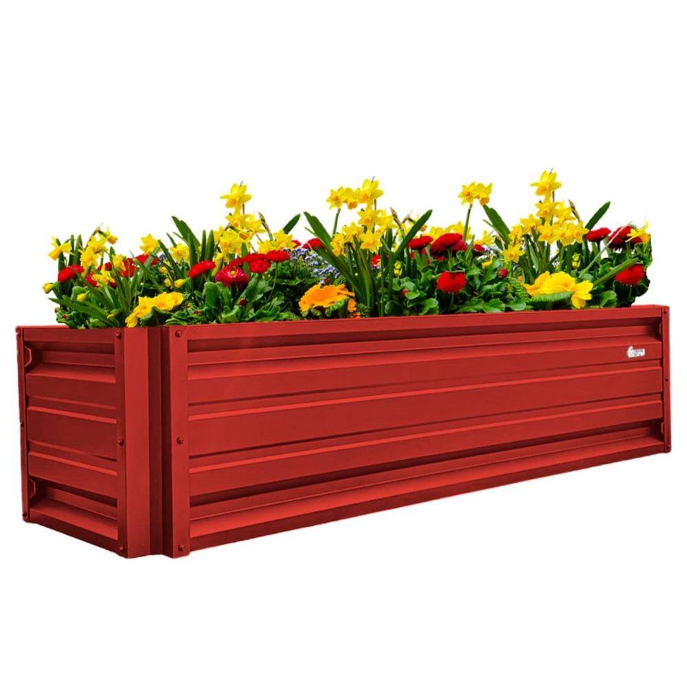 ALL METAL WORKS 24 inch by 72 inch Rectangle Bright Red Metal Planter ...