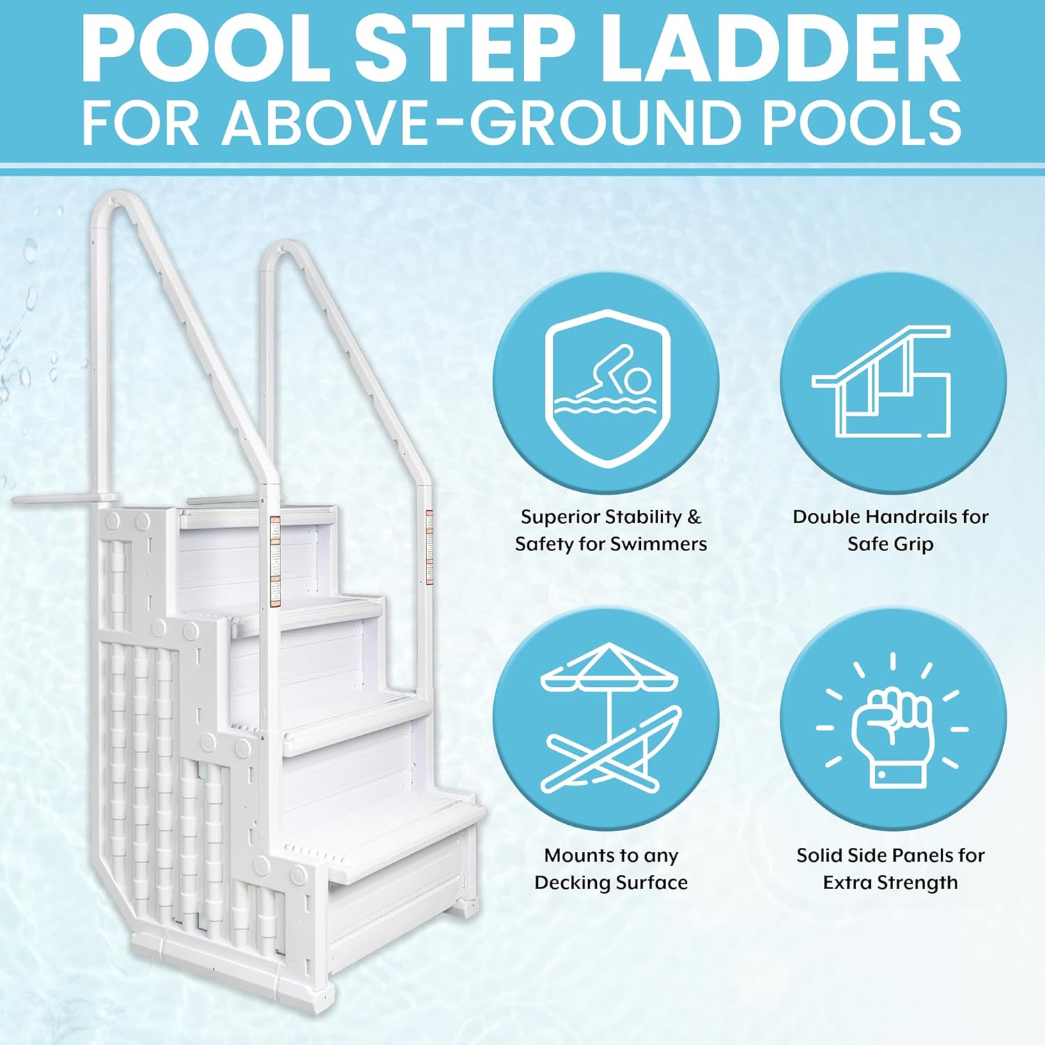 Poolzilla Premium Pool Step Ladder for Above Ground Pools - Deck ...
