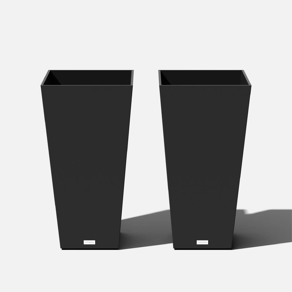 Veradek Midland 30 in. Black Plastic Tall Square Planter (2-Pack ...