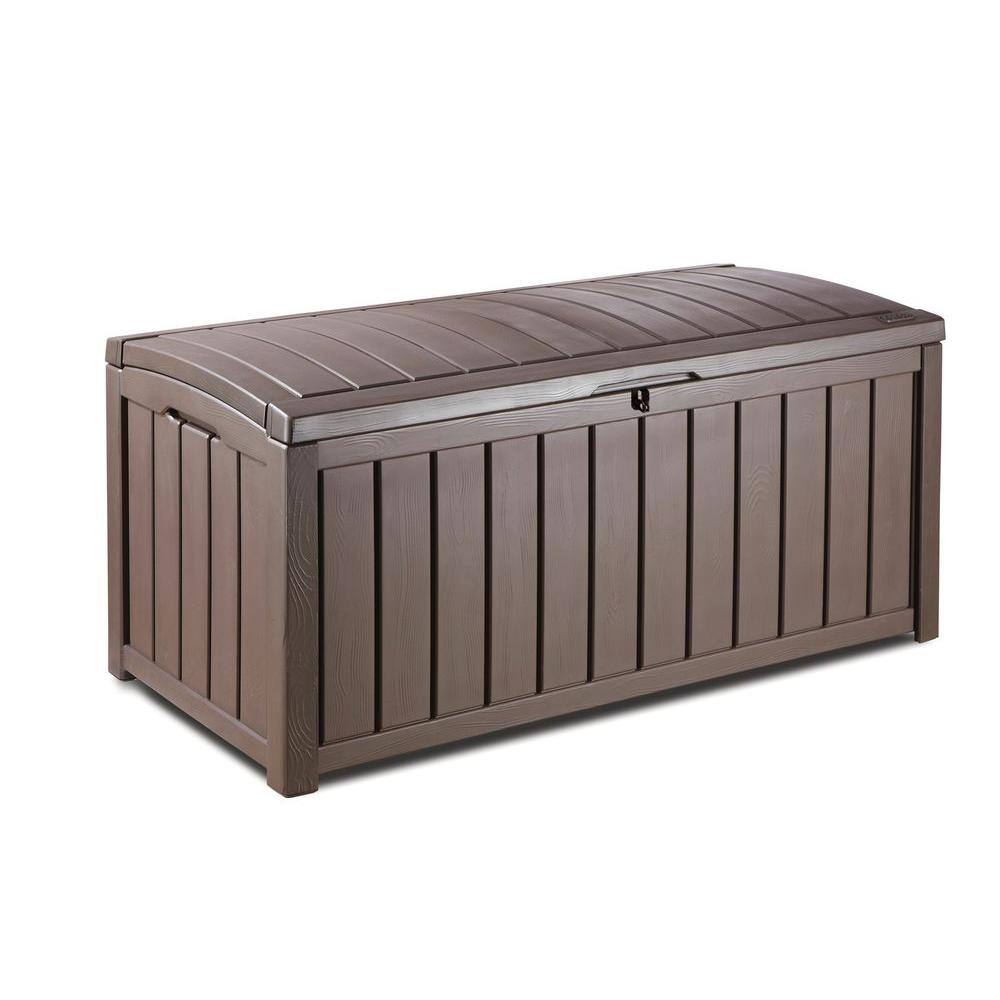 Keter Glenwood 101 Gal. Durable Resin Plastic Deck Box Outdoor Storage ...