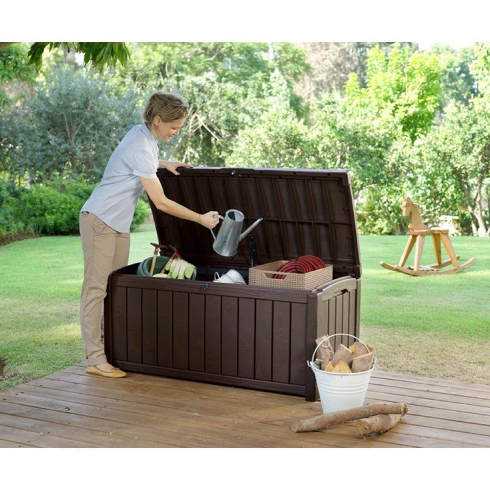 Keter Glenwood 101 Gal. Durable Resin Plastic Deck Box Outdoor Storage ...