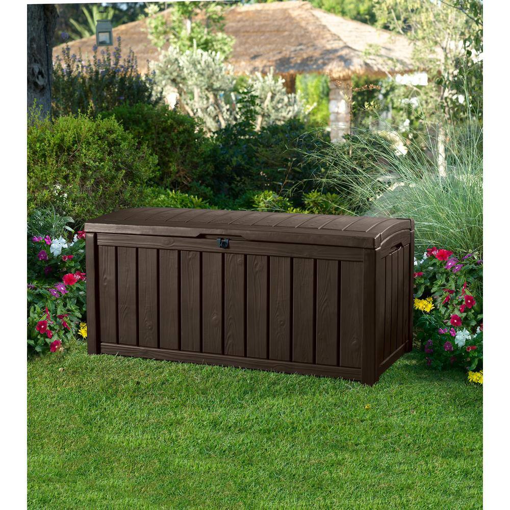 Keter Glenwood 101 Gal. Durable Resin Plastic Deck Box Outdoor Storage ...