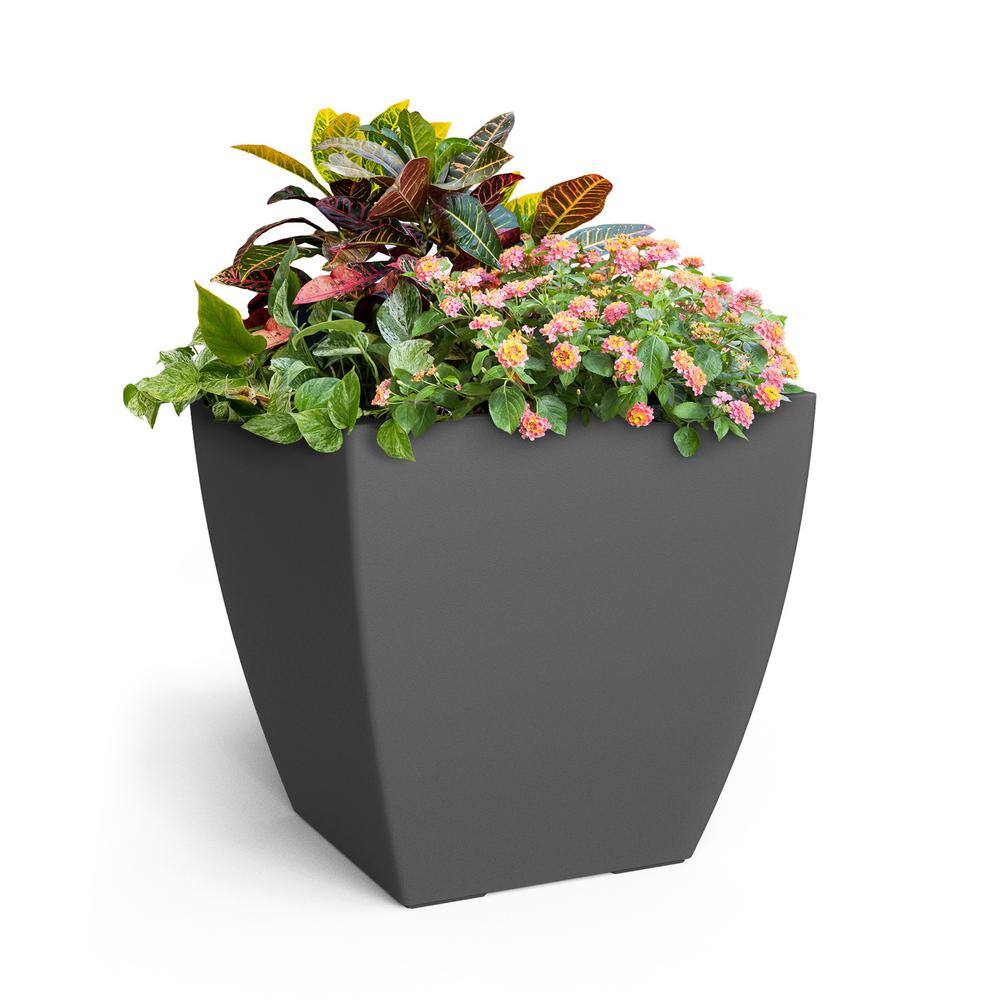 Mayne Kobi 24 in. x 24 in. Graphite Grey Polyethylene Self-Watering ...
