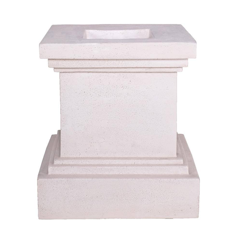 MPG 16-1/2 in. Light Aged White Square Cast Stone Fiberglass Pedestal ...