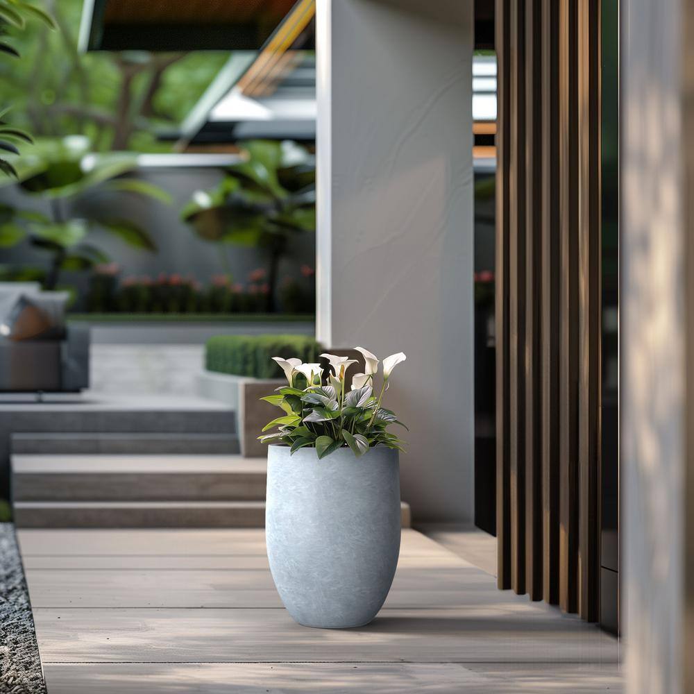 Sapcrete 17 in. Large Soft Slate Concrete Round planter / Pot with ...