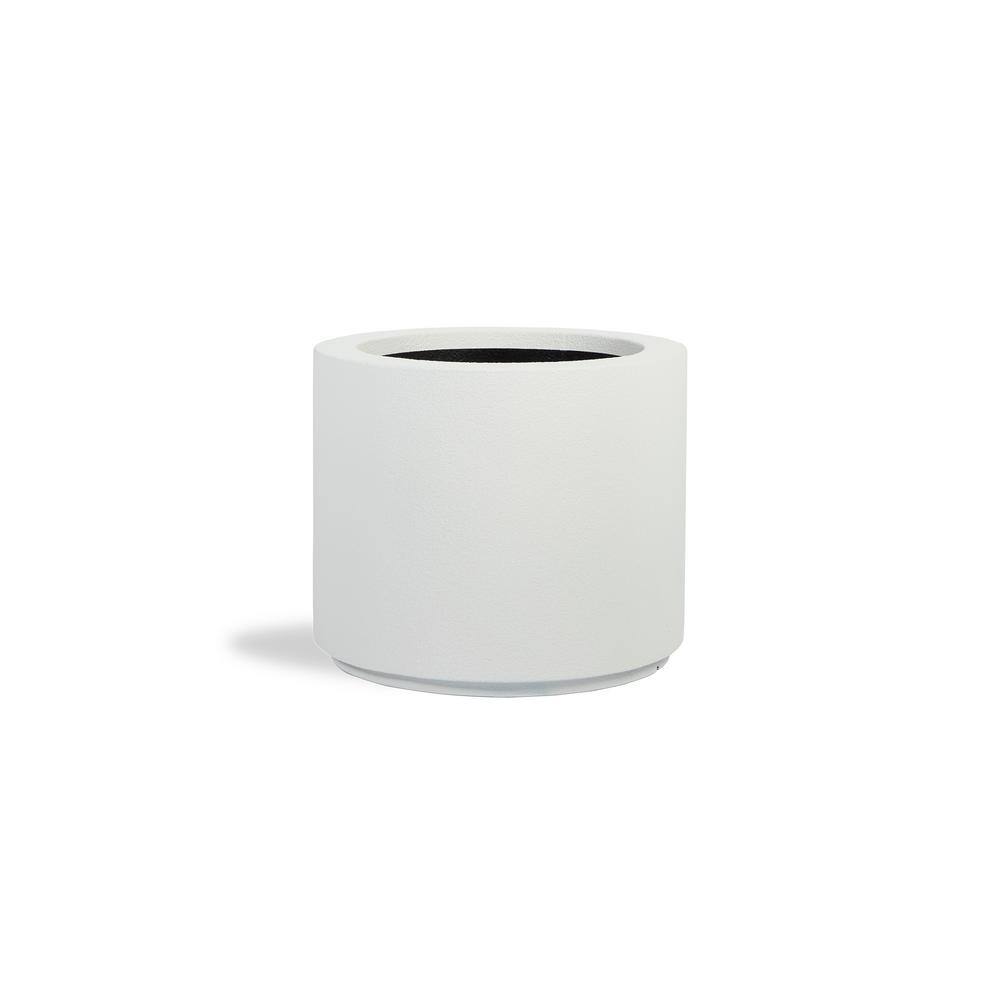 PolyStone Planters Baja Round 23 in. x 19 in. White Composite Planter ...