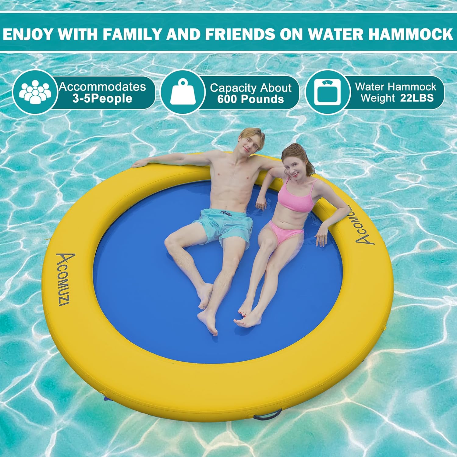 Water Hammock Inflatable Floating Dock, Round Floating Ring Lake Floats ...