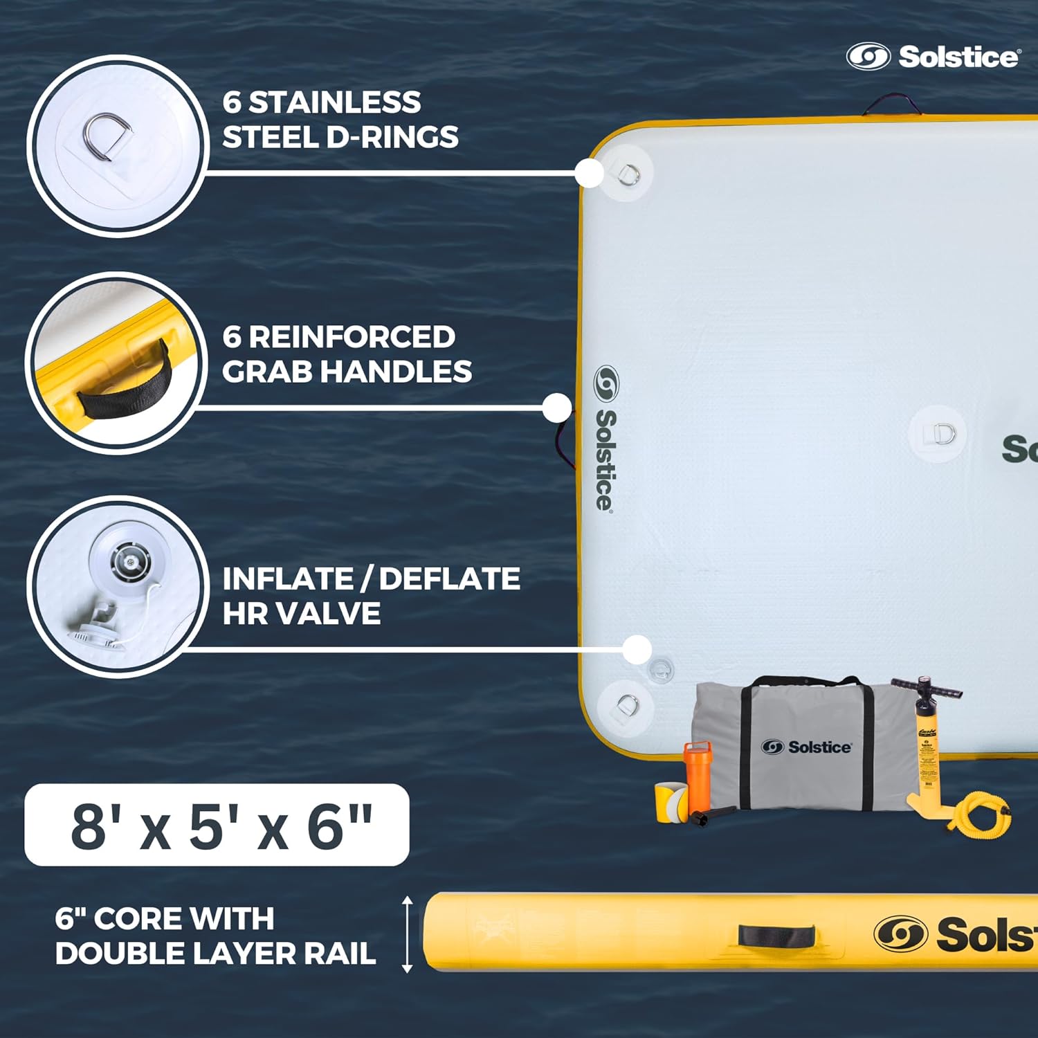 SOLSTICE 6-Person Classic Inflatable Dock, Floating Water Raft Platform ...