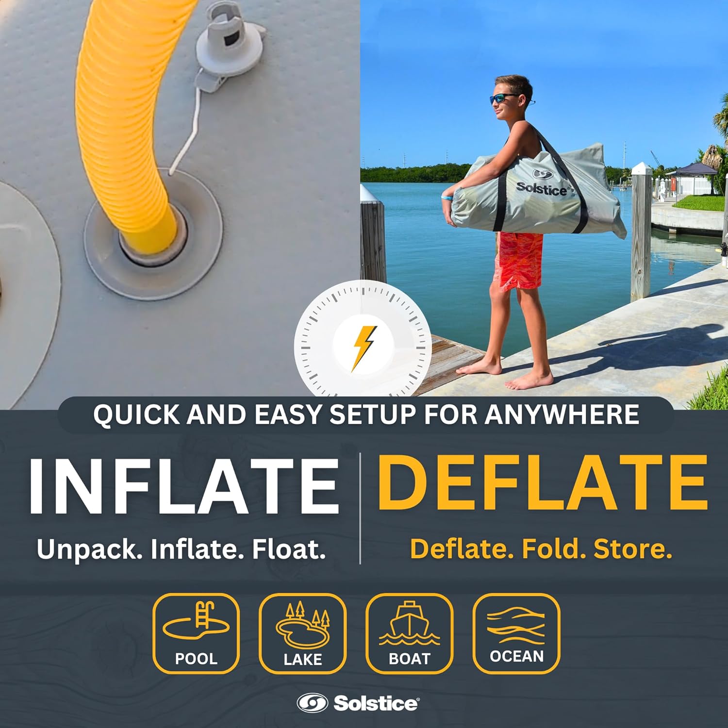 SOLSTICE 5-Person Classic Inflatable Dock, Floating Water Raft Platform ...