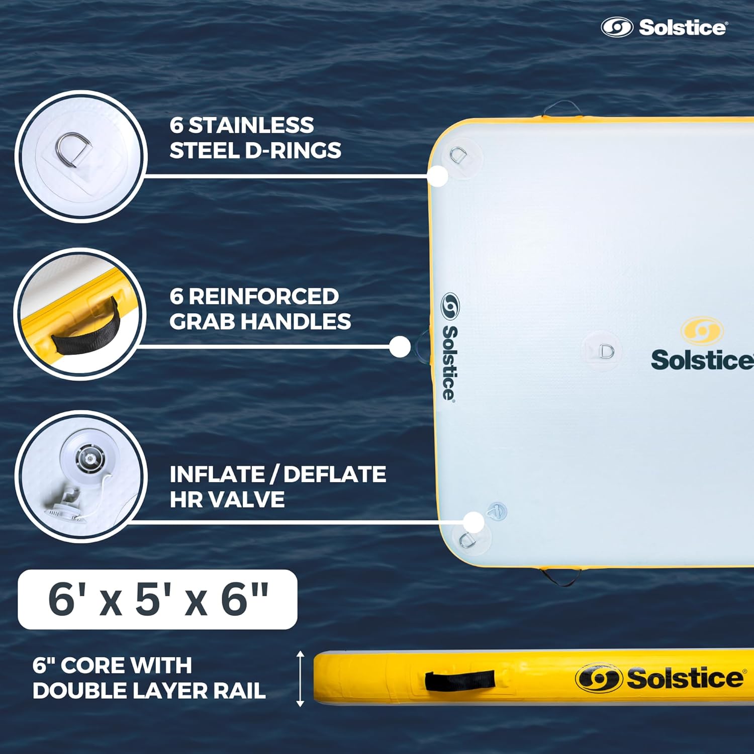 SOLSTICE 5-Person Classic Inflatable Dock, Floating Water Raft Platform ...