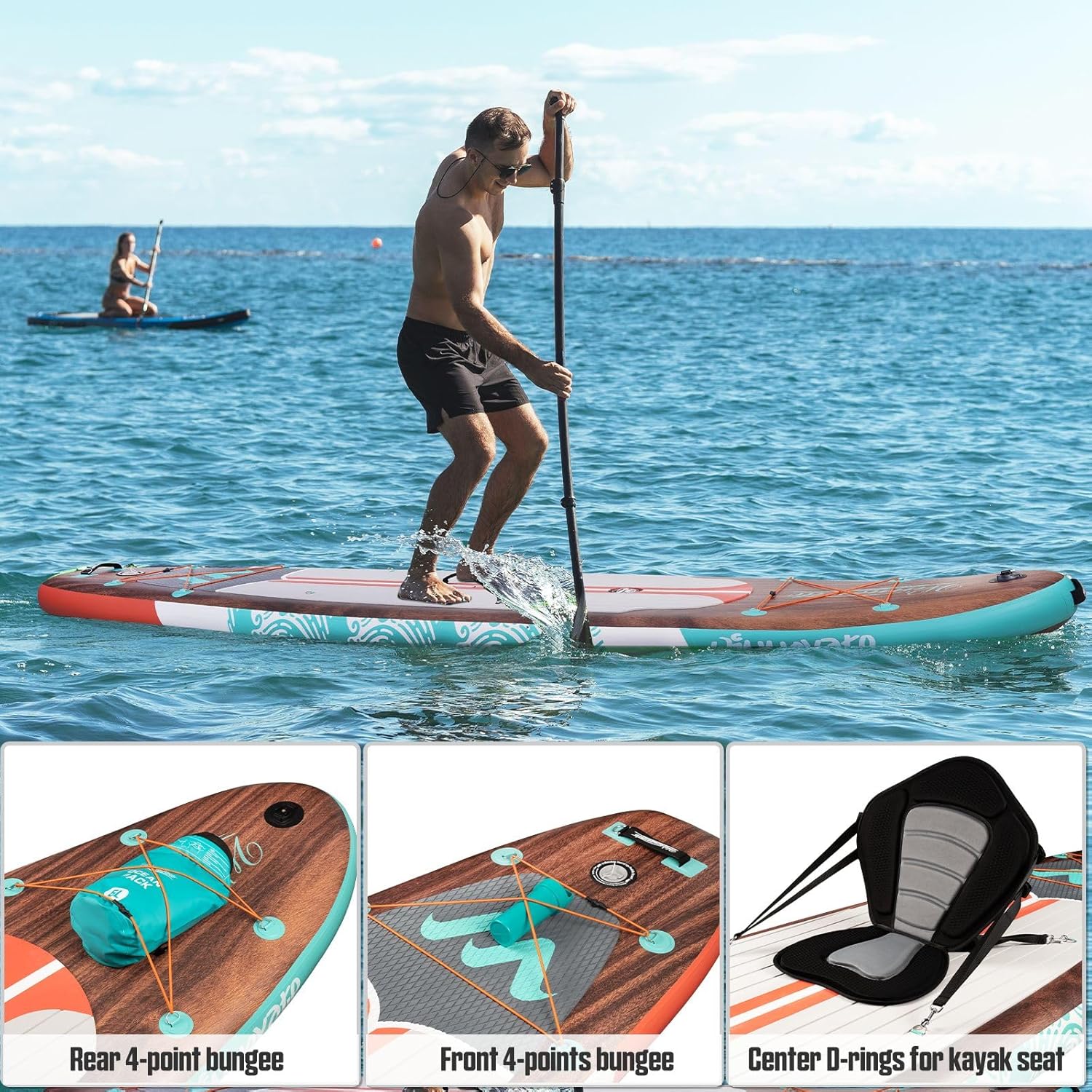WNOVA 11'6"x35"x6" Wood Grain Stand Up Paddle Board Inflatable ...