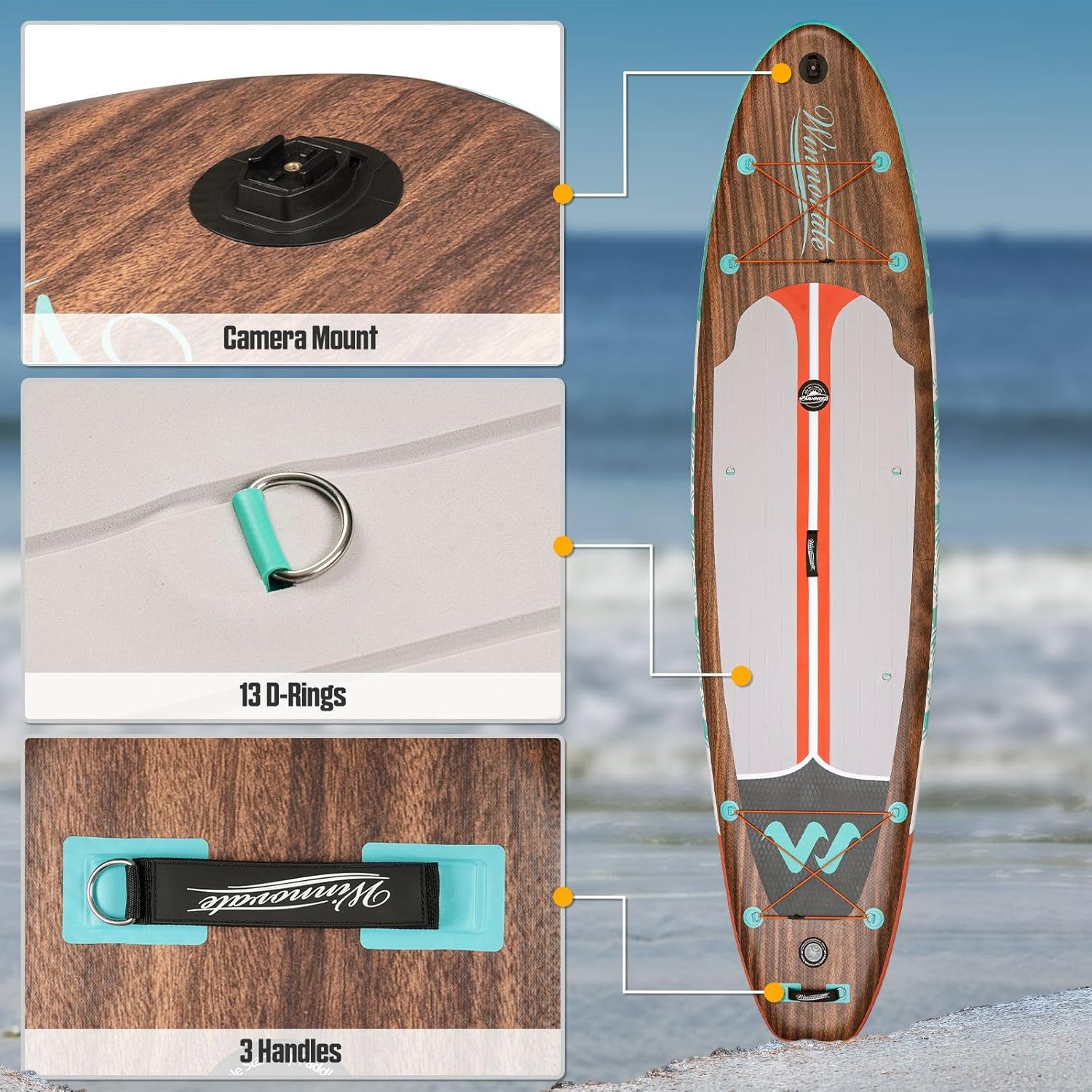 WNOVA 11'6"x35"x6" Wood Grain Stand Up Paddle Board Inflatable ...