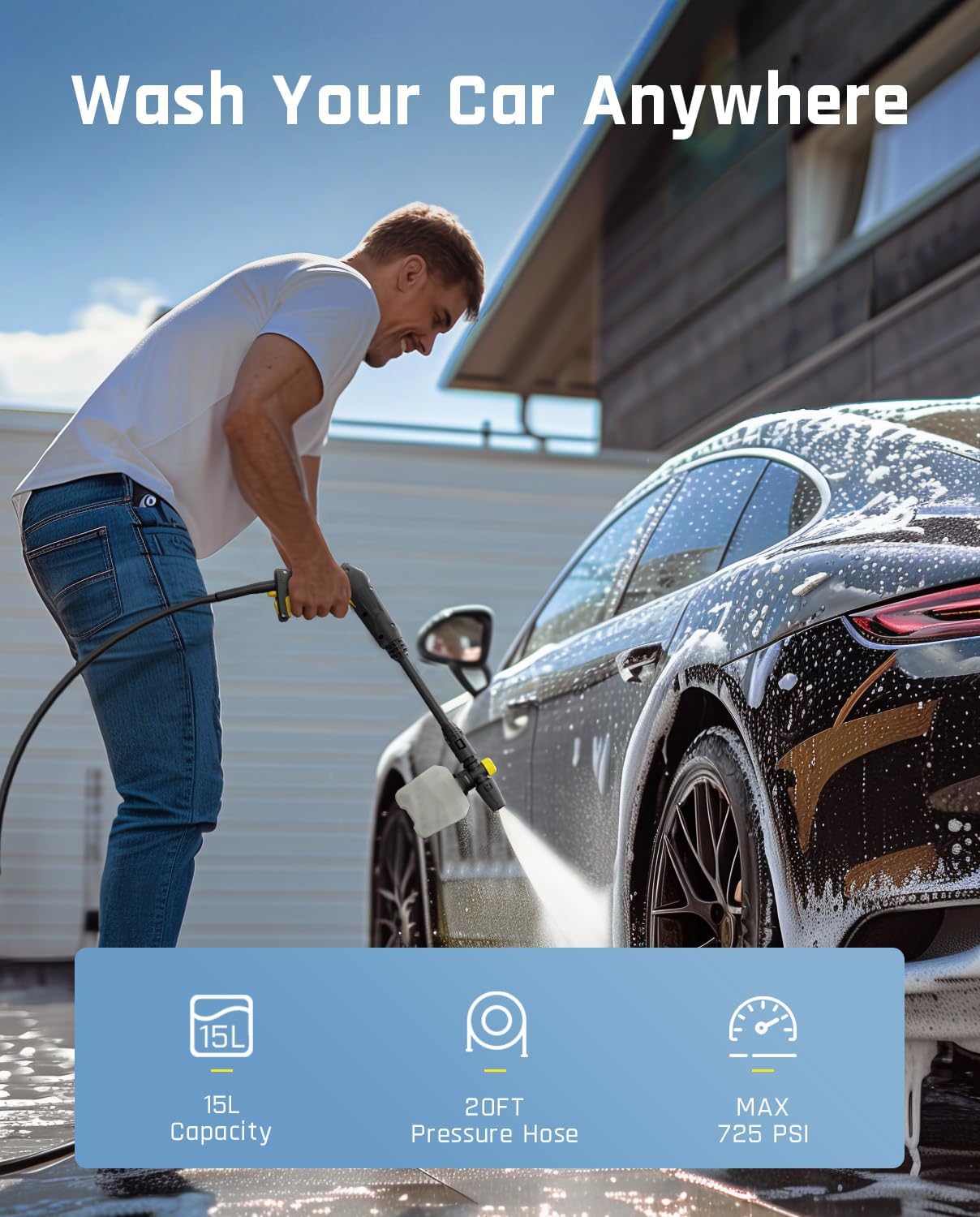 Fanttik NB8 Ultra Cordless Pressure Washer w/4.0 Gal Tank, Max 725PSI ...