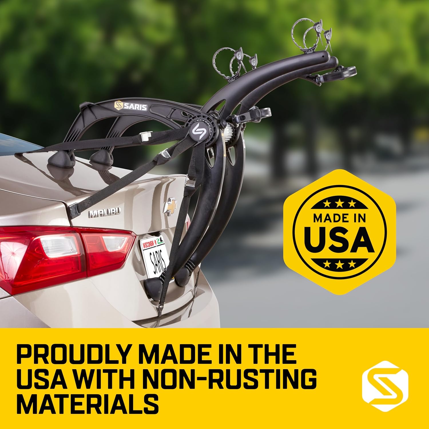 Saris Bones EX 3-Bike Trunk Rack Bicycle Carrier, Durable, Rust-Free ...