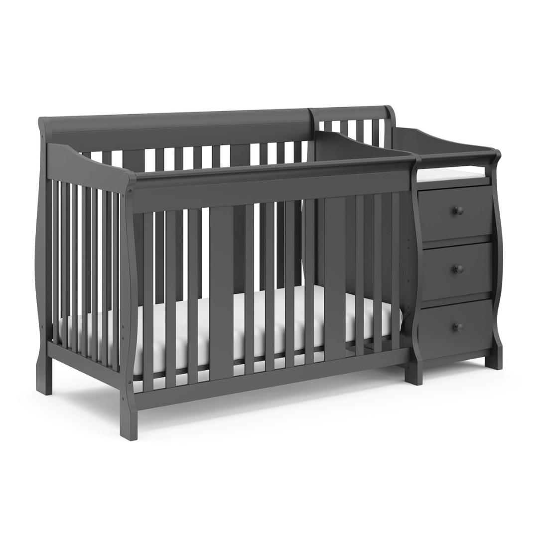 STORKCRAFT Portofino 4 In 1 Fixed Side Convertible Crib Changer, Gray ...